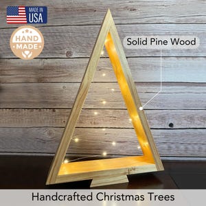 Set of 2 - Handmade Modern Rustic Farmhouse Christmas Trees With Lights ...