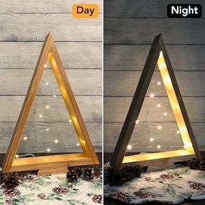 Set of 2 - Handmade Modern Rustic Farmhouse Christmas Trees With Lights ...