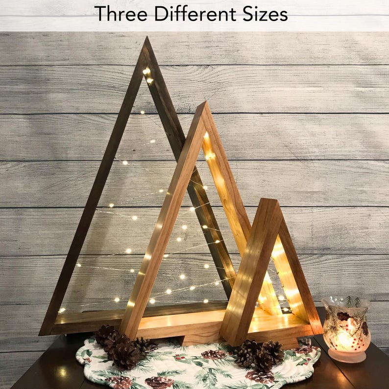 Set of 2 - Handmade Modern Rustic Farmhouse Christmas Trees With Lights ...