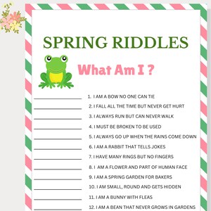 Spring Riddles, What Am I Riddles, Riddles for Kids, Easter Riddles ...