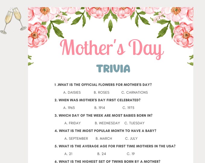 Mother's Day Trivia Quiz True or False Game Mother Day Trivia Game ...