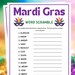 Mardi Gras Word Scramble Mardi Gras Games Printable Mardi Gras Party ...