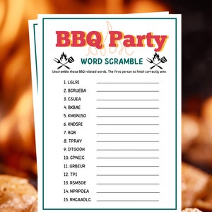 BBQ Party Games, Word Scramble, Printable Party Games for Adults ...