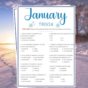 January Trivia Game, Trivia Games for Kids and Adults, Printable ...