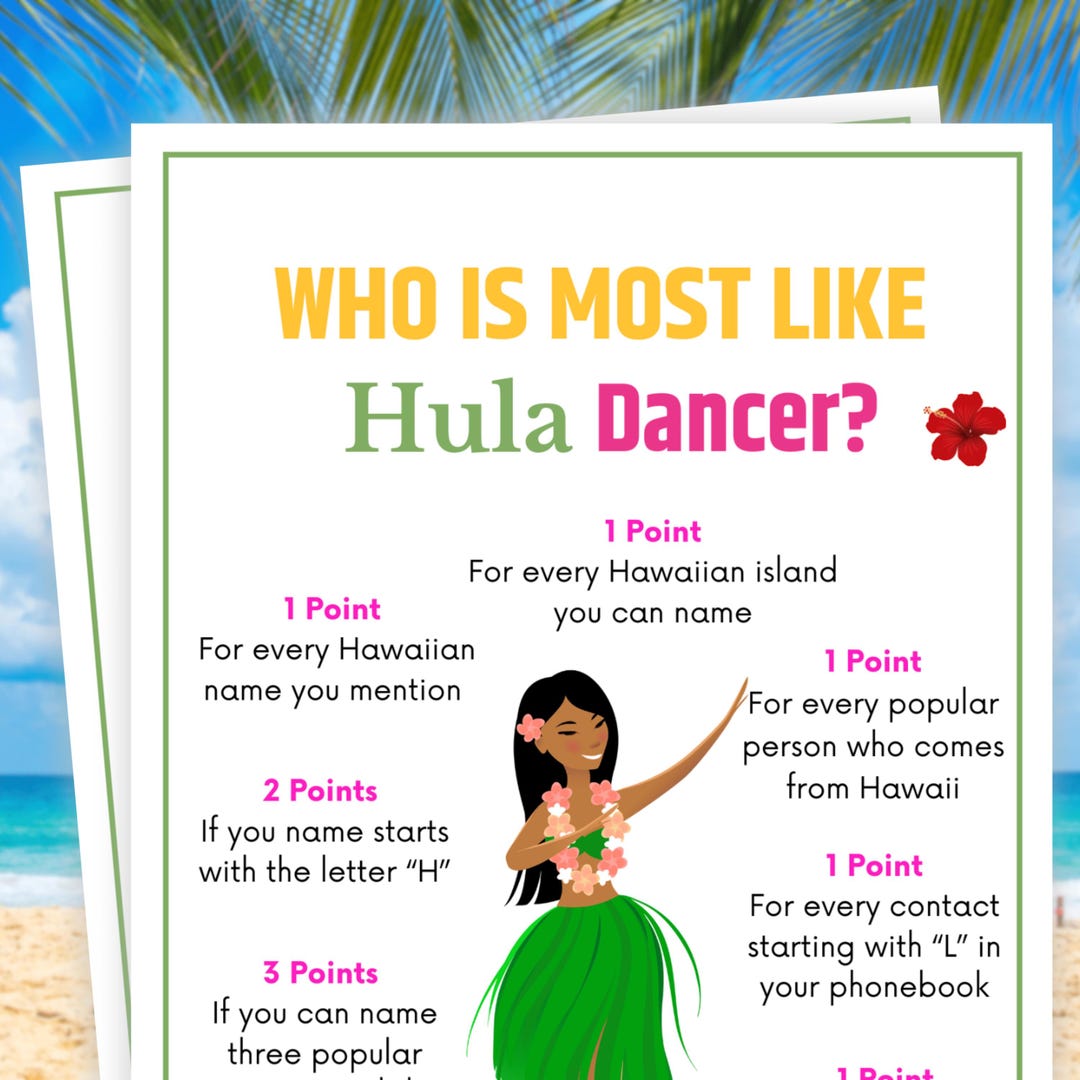 Luau Party Games, Who is Most Like the Hula Dancer?, Luau Games ...