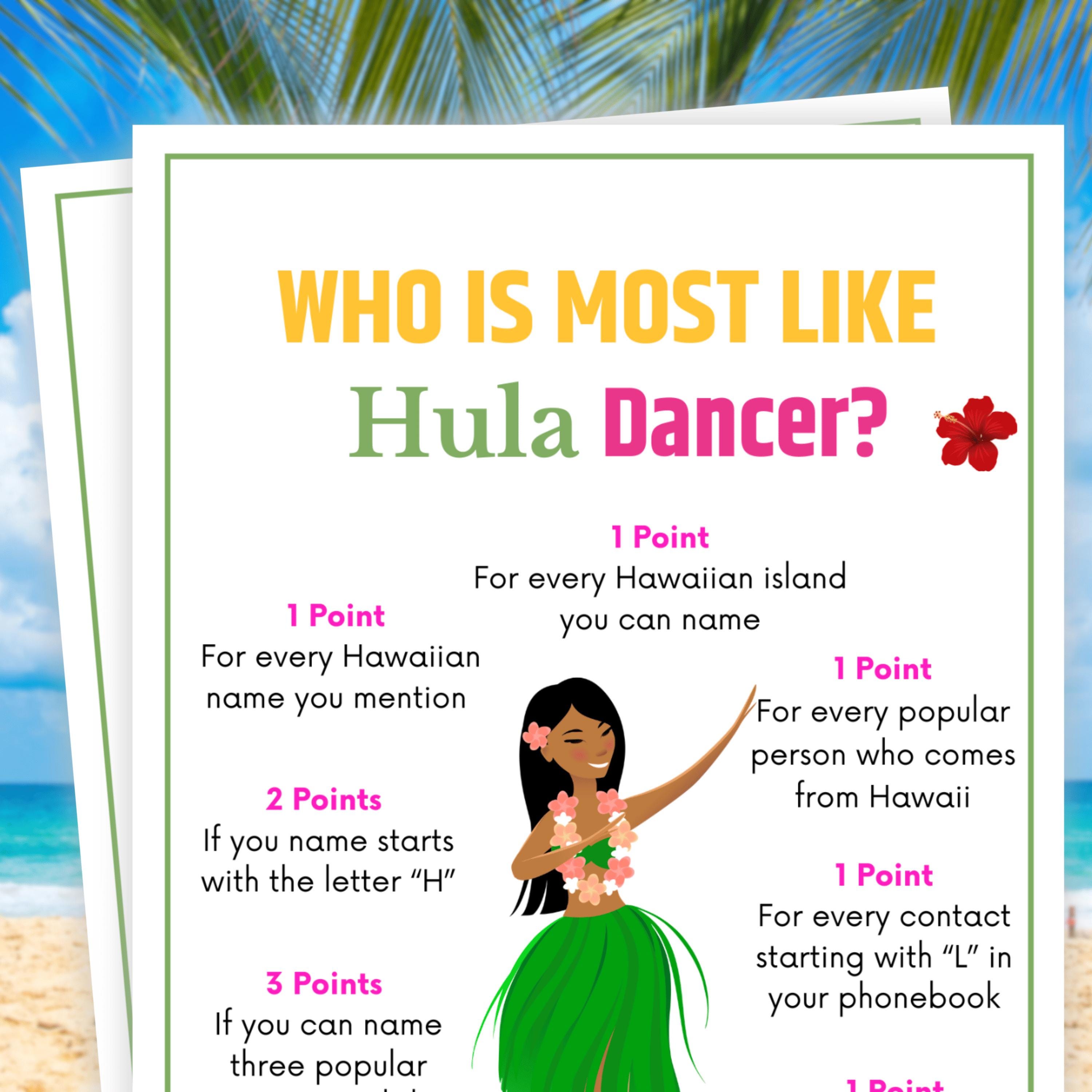 Who is Most Like the Hula Dancer, Luau Party Games, Hawaiian Party ...
