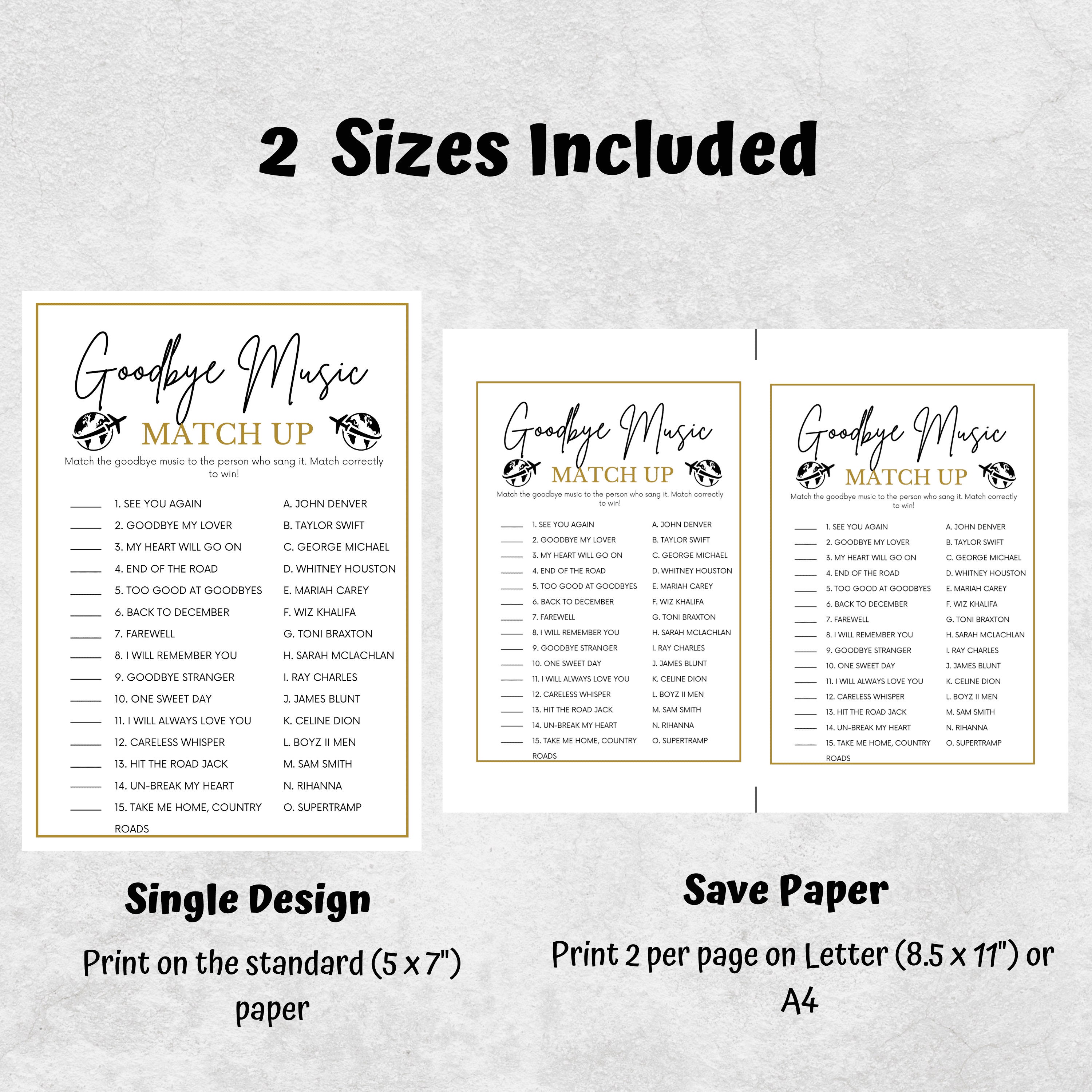 Going Away Party Games, Goodbye Music Match Up, Farewell Celebration ...