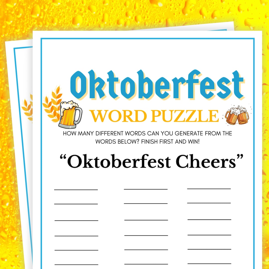 Oktoberfest Word Puzzle, Oktoberfest Games, Printable Oktoberfest Party ...