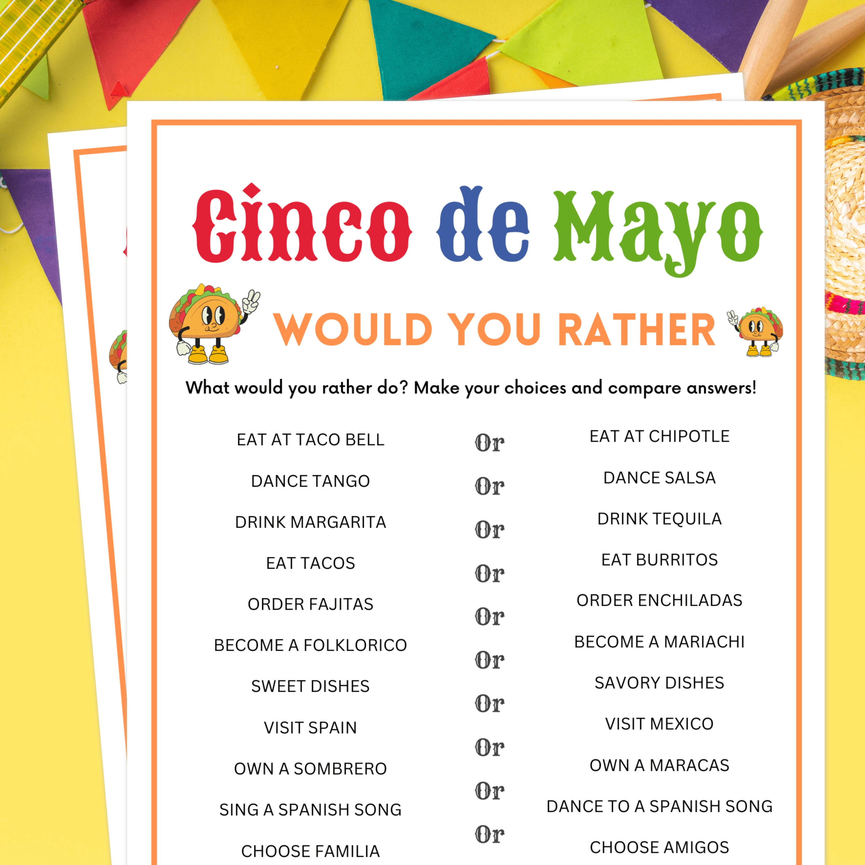 Cinco De Mayo Games, Would You Rather, Cinco De Mayo Party Games ...
