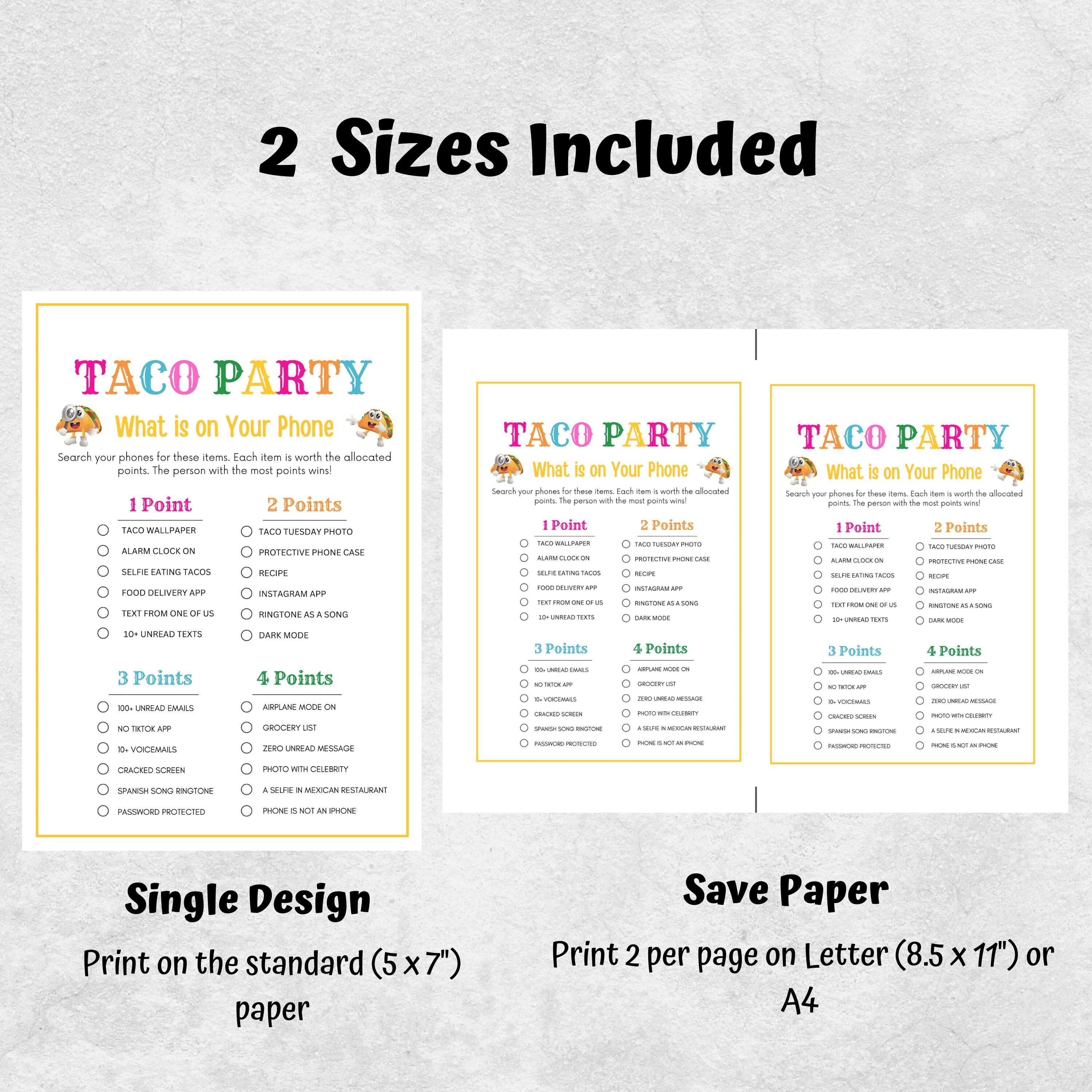 Taco Party Games, What is on Your Phone, Taco Tuesday Games, Taco ...