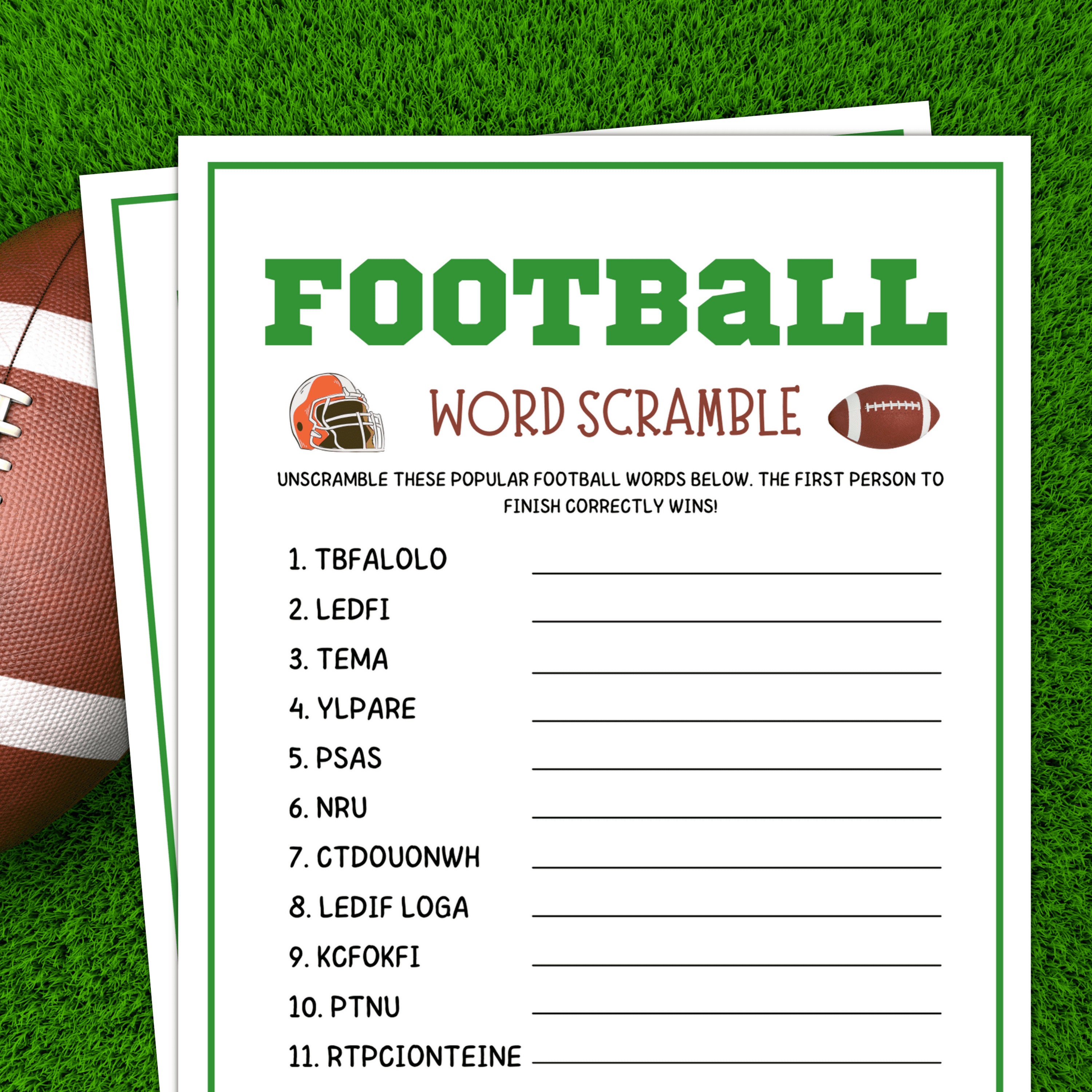 Football Games, Football Word Scramble, Football Party Games, Sunday ...