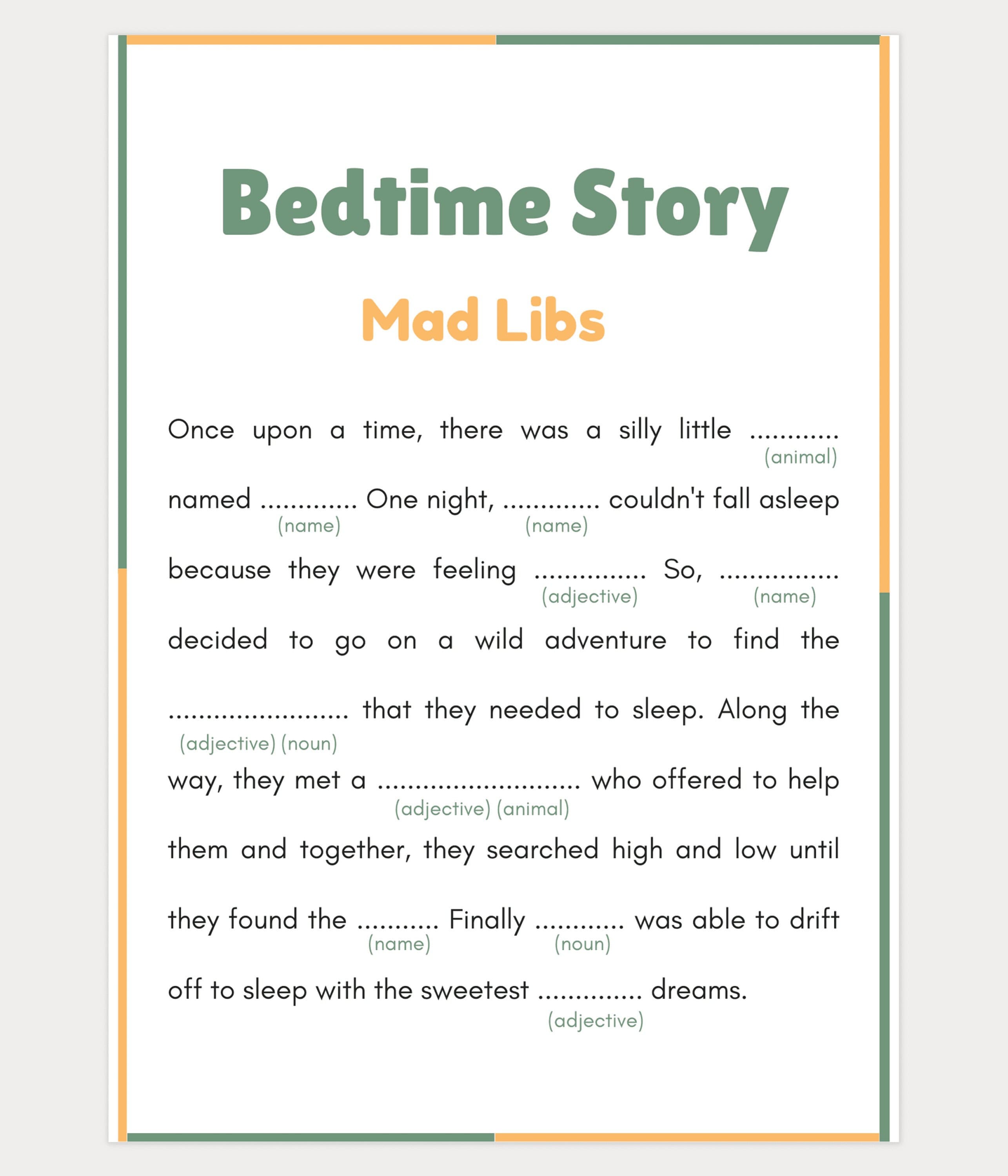 Games for Kids, Mad Libs, Mad Libs for Kids, Printable Mad Libs ...