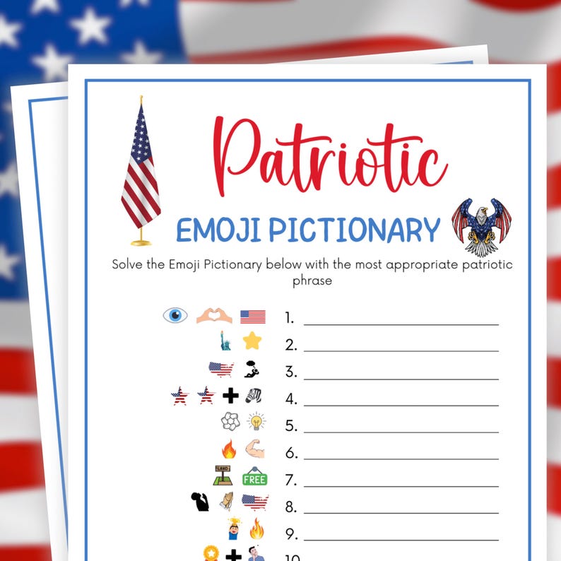 Patriotic Games, Emoji Pictionary, Patriotic Trivia, 4th of July Games ...