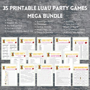 Luau Games Bundle, 35 Games Super Bundle, Luau Party Games, Hawaiian ...