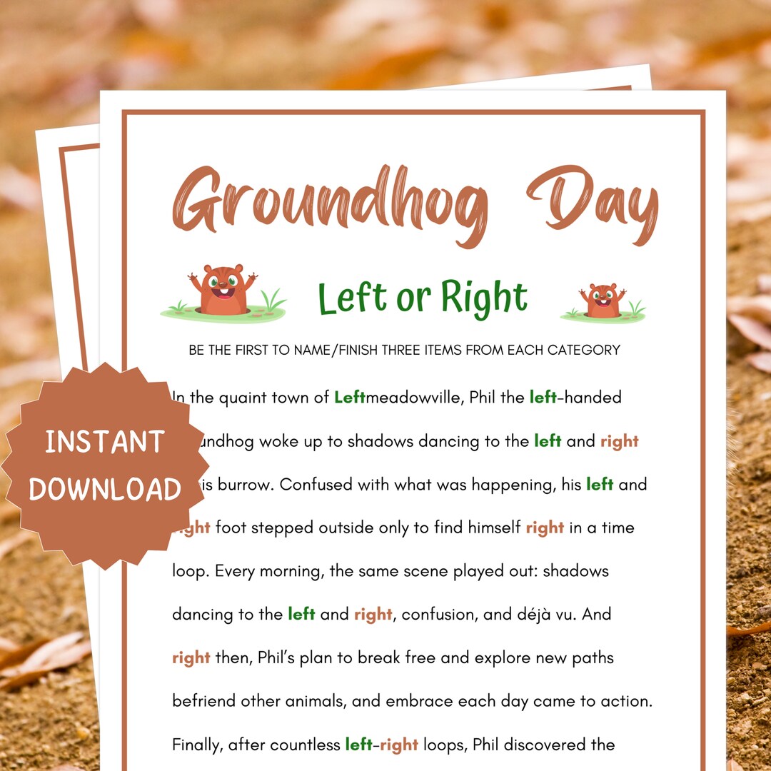 Groundhog Day Games, Groundhog Left or Right Game, Printable Groundhog ...