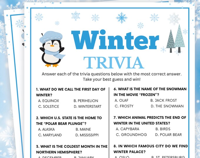 Winter Games Bundle Winter Party Games for Kids Winter Family Games ...