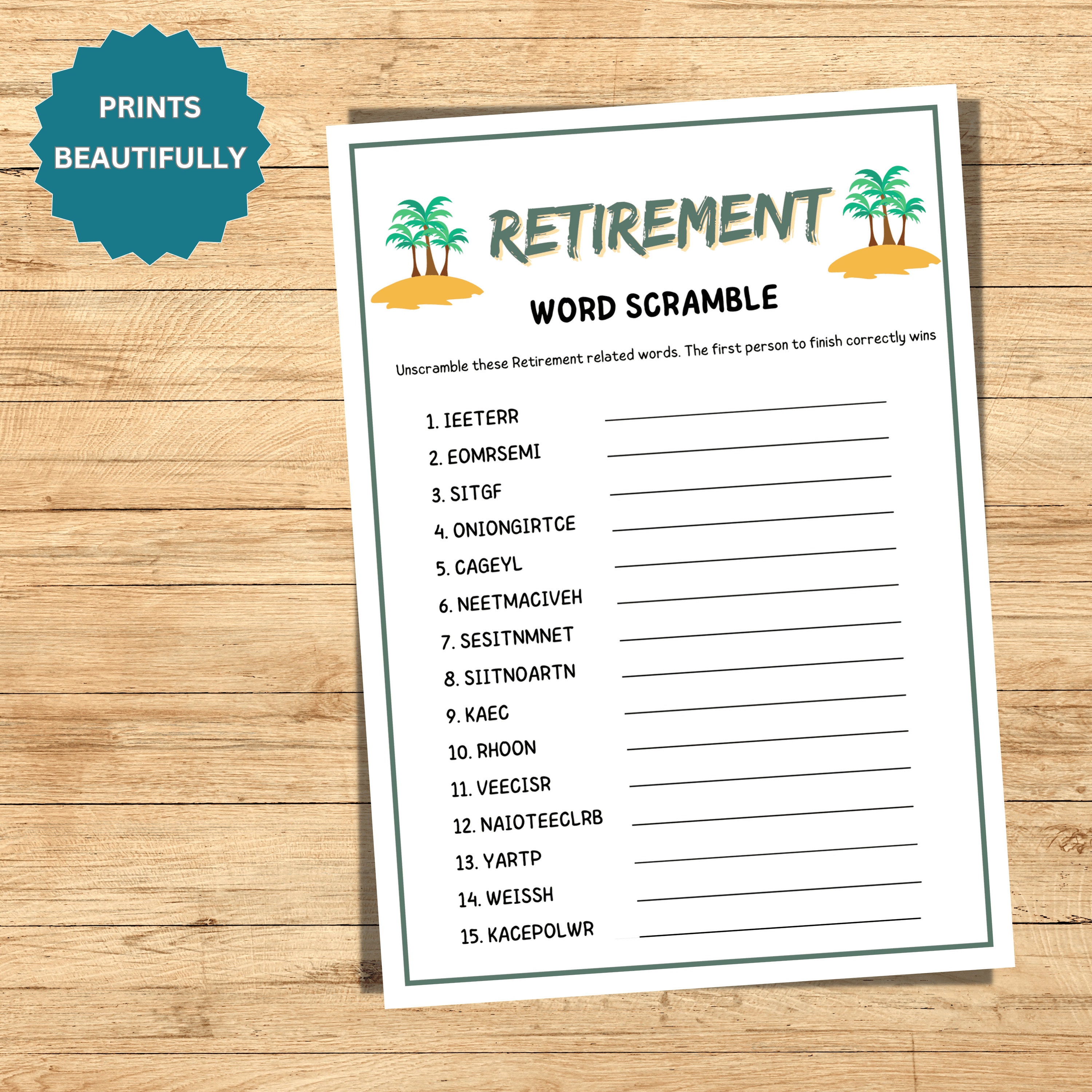 Retirement Party Games, Retirement Word Scramble Game, Retirement Game ...