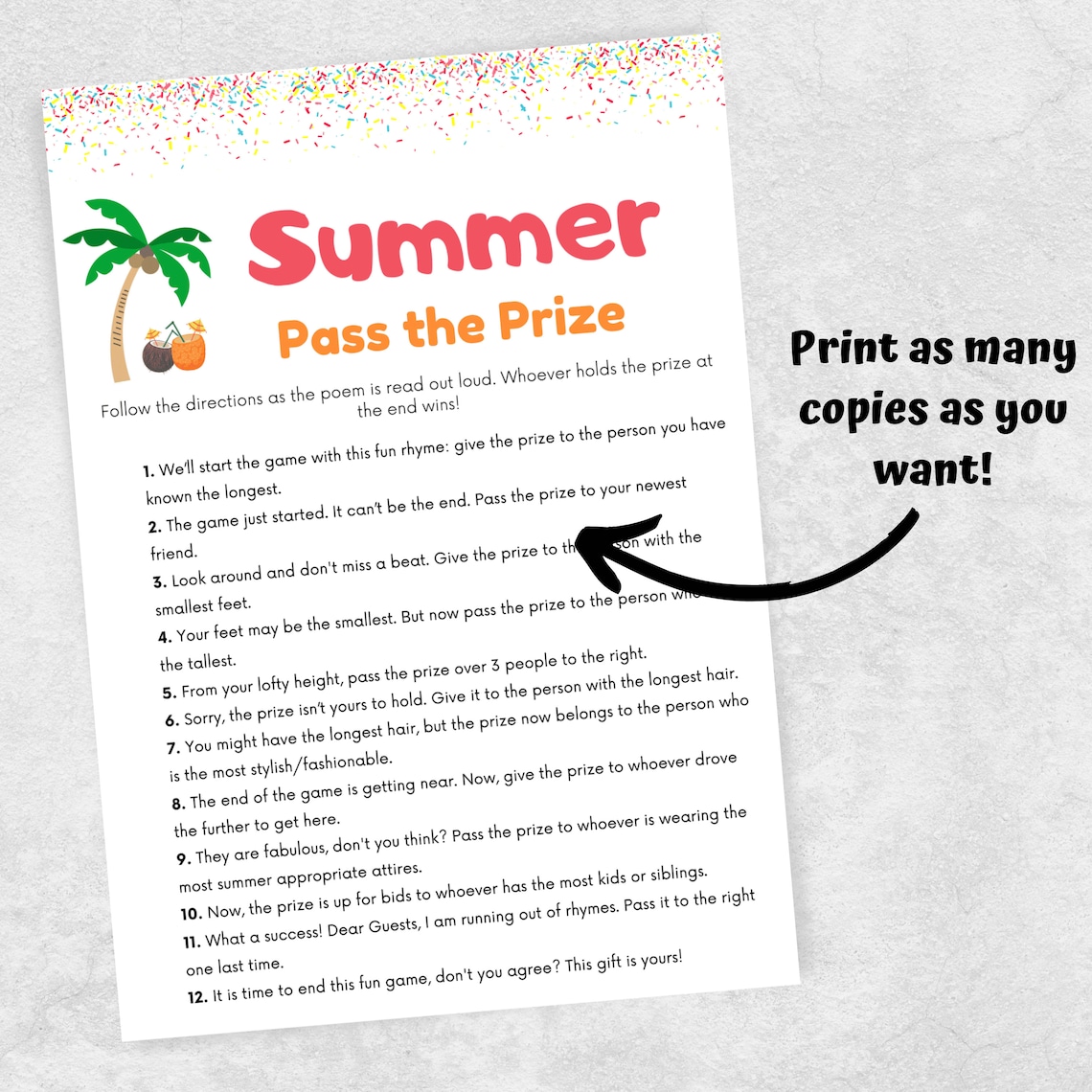 Summer Games, Pass the Prize, Summer Party Games, Summertime Games ...