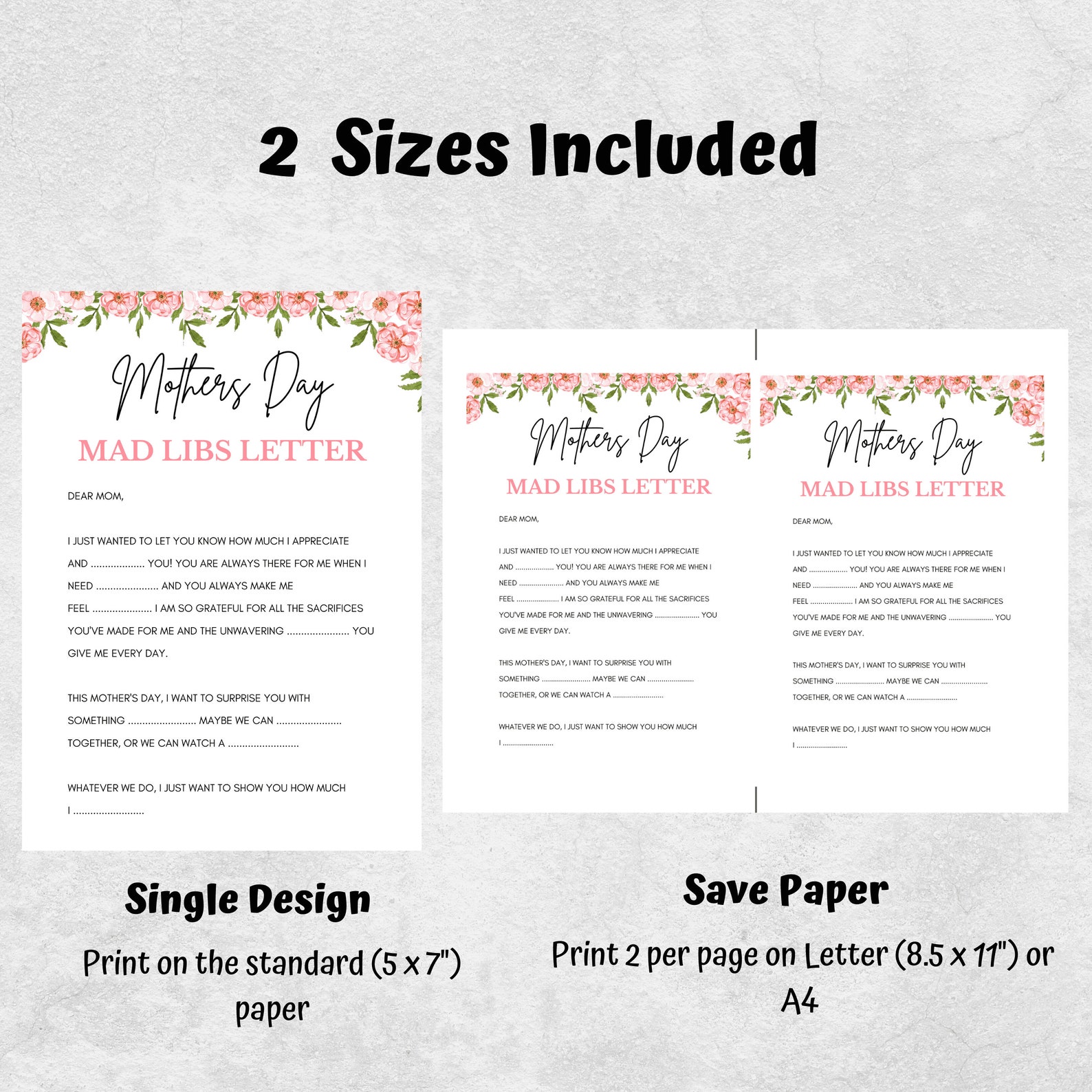 Mothers Day Games, Mad Libs Letter, Mothers Day Party Games for Kids ...