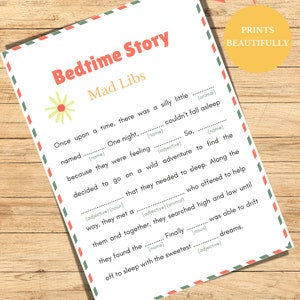 Games for Kids, Mad Libs, Bedtime Story, Printable Mad Libs, Bedtime ...