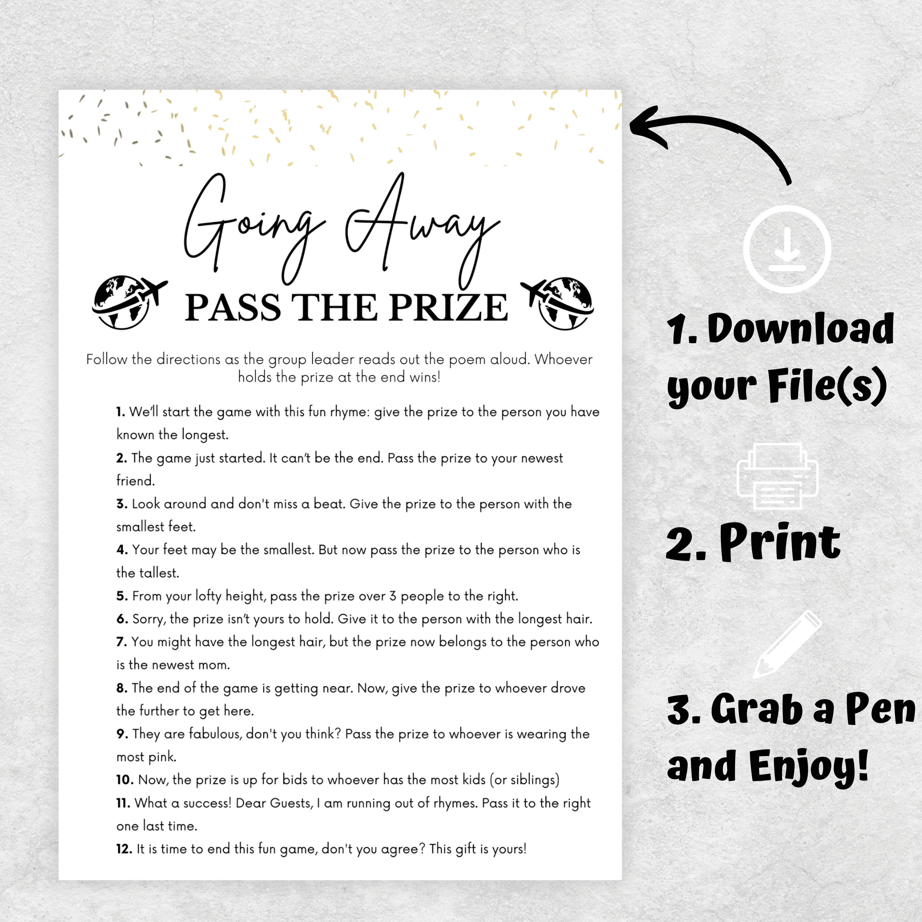 Going Away Party Games, Pass the Prize, Going Away Games, Farewell ...