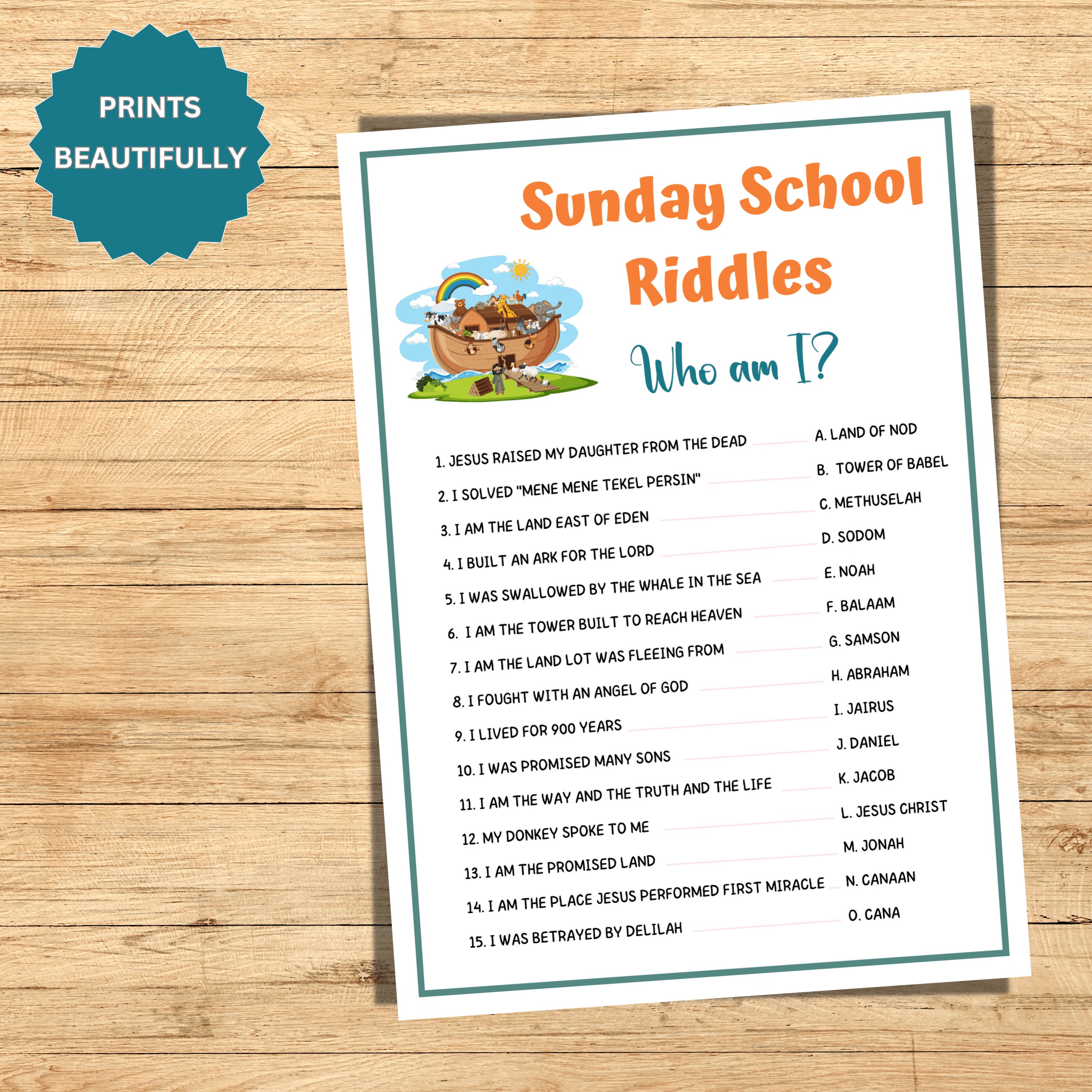 Bible Games Sunday School Riddles, Sunday School Who Am I Riddles ...