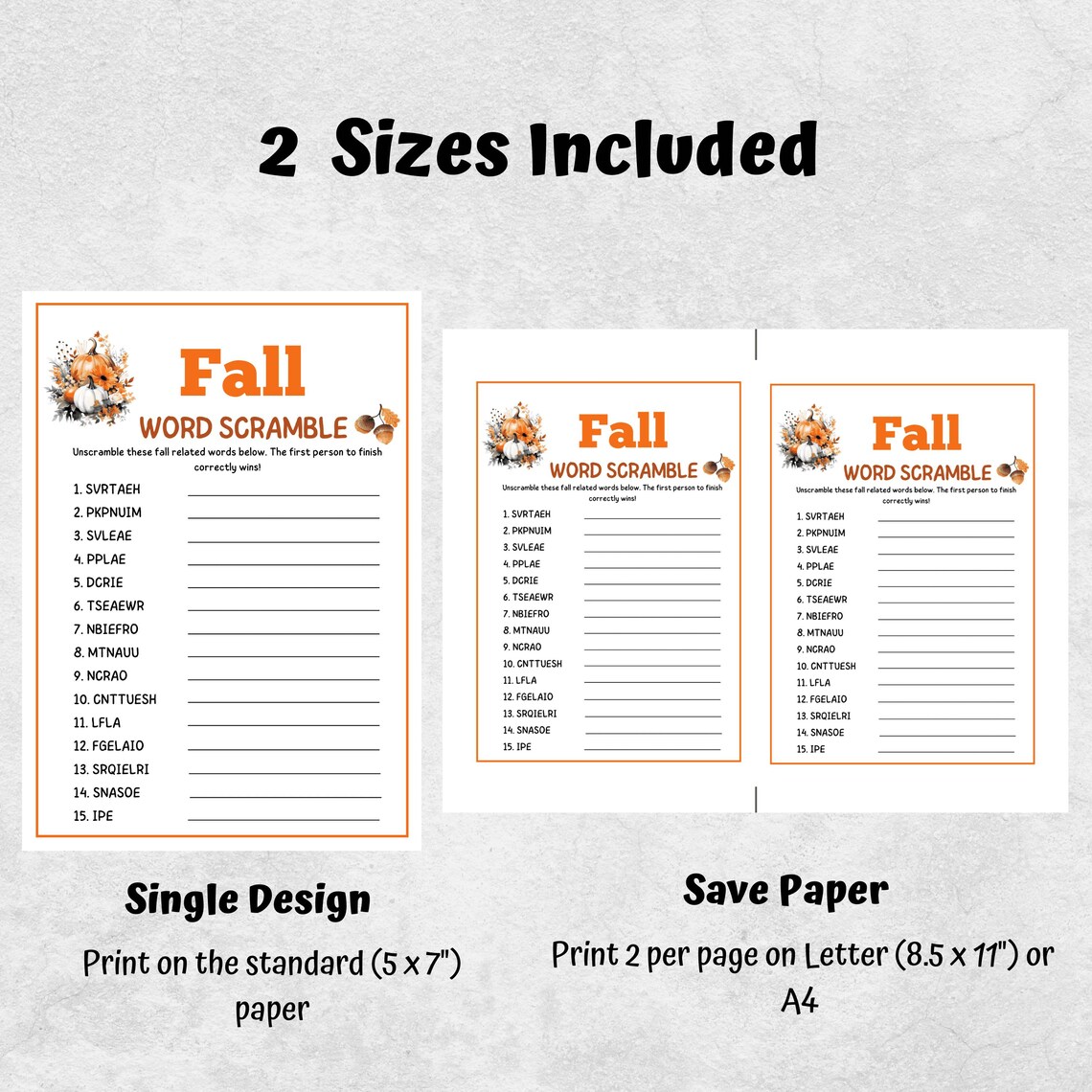 Fall Games, Word Scramble, Fall Party Games, Autumn Games, Fall Game ...