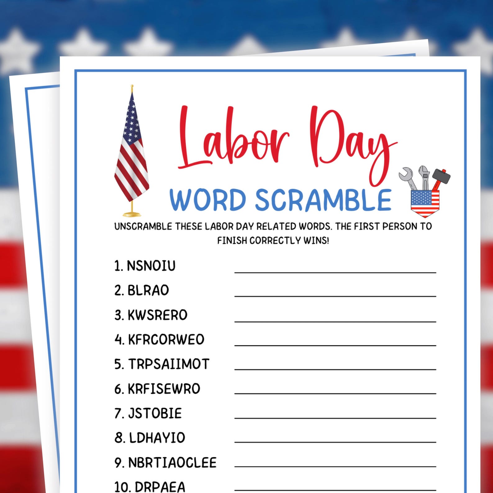 Labor Day Games, Word Scramble, Labor Day Games for Kids and Adults ...