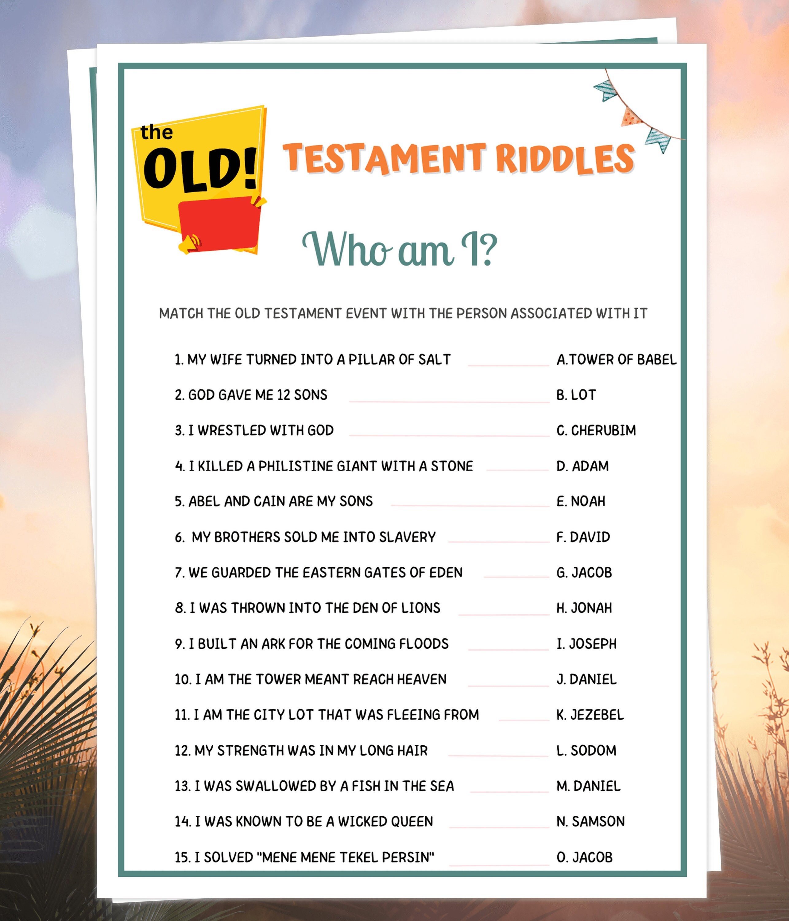Bible Games, Old Testament Riddles, Bible Games for Kids and Adults ...