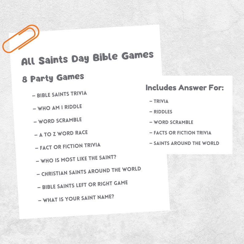 All Saints Day Games, Saints Day Games Bundle, Bible Games for Kids and ...