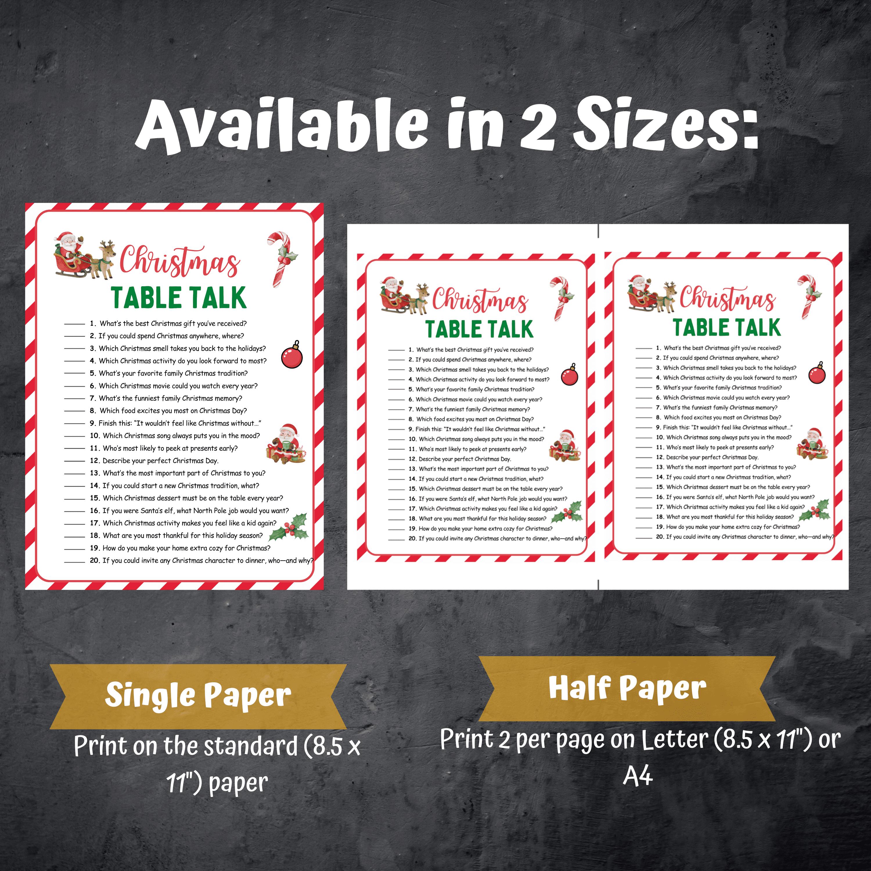 Christmas Table Talk, Holiday Conversation Starters, Fun Xmas Games ...
