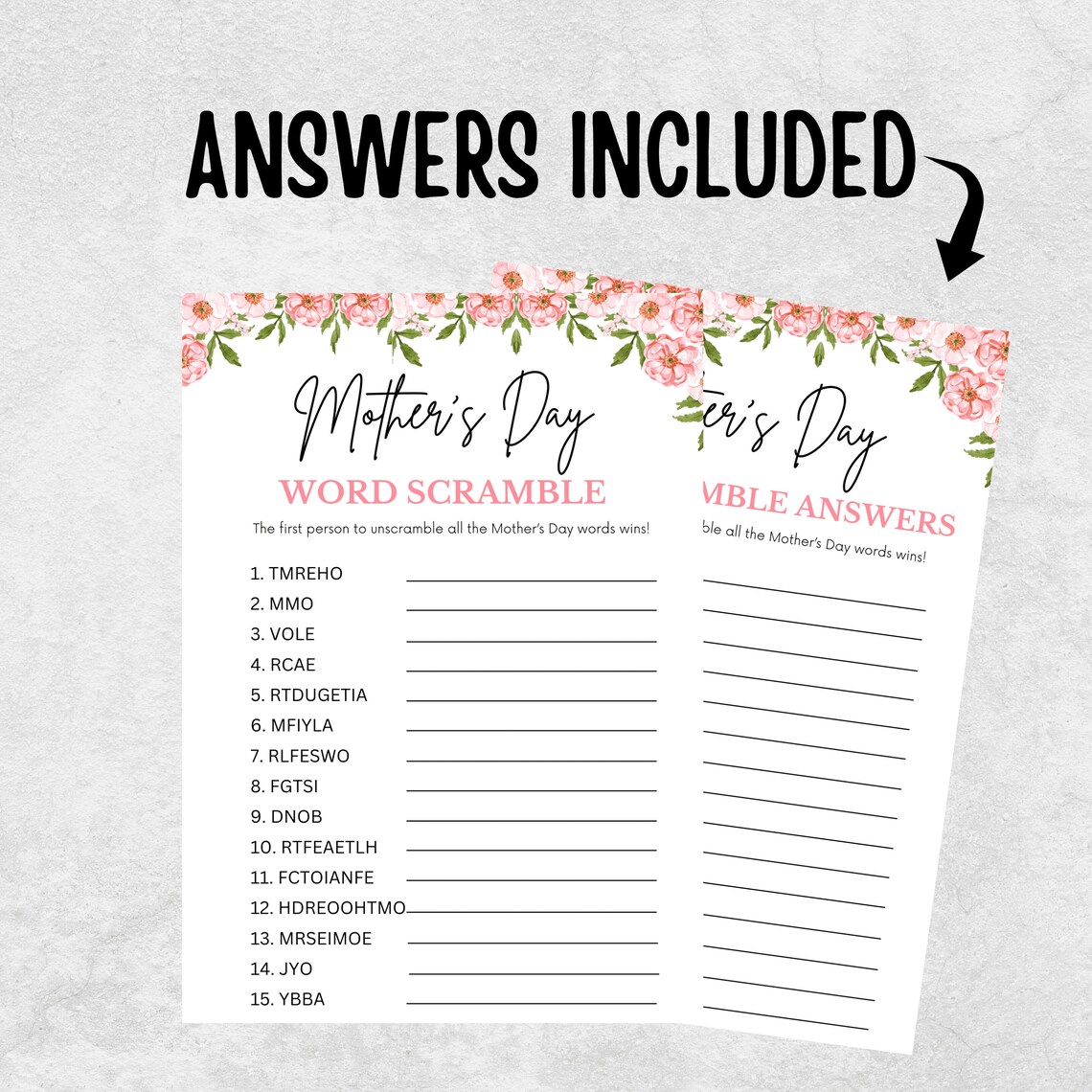 Mothers Day Games, Word Scramble, Mothers Day Party Games for Kids ...