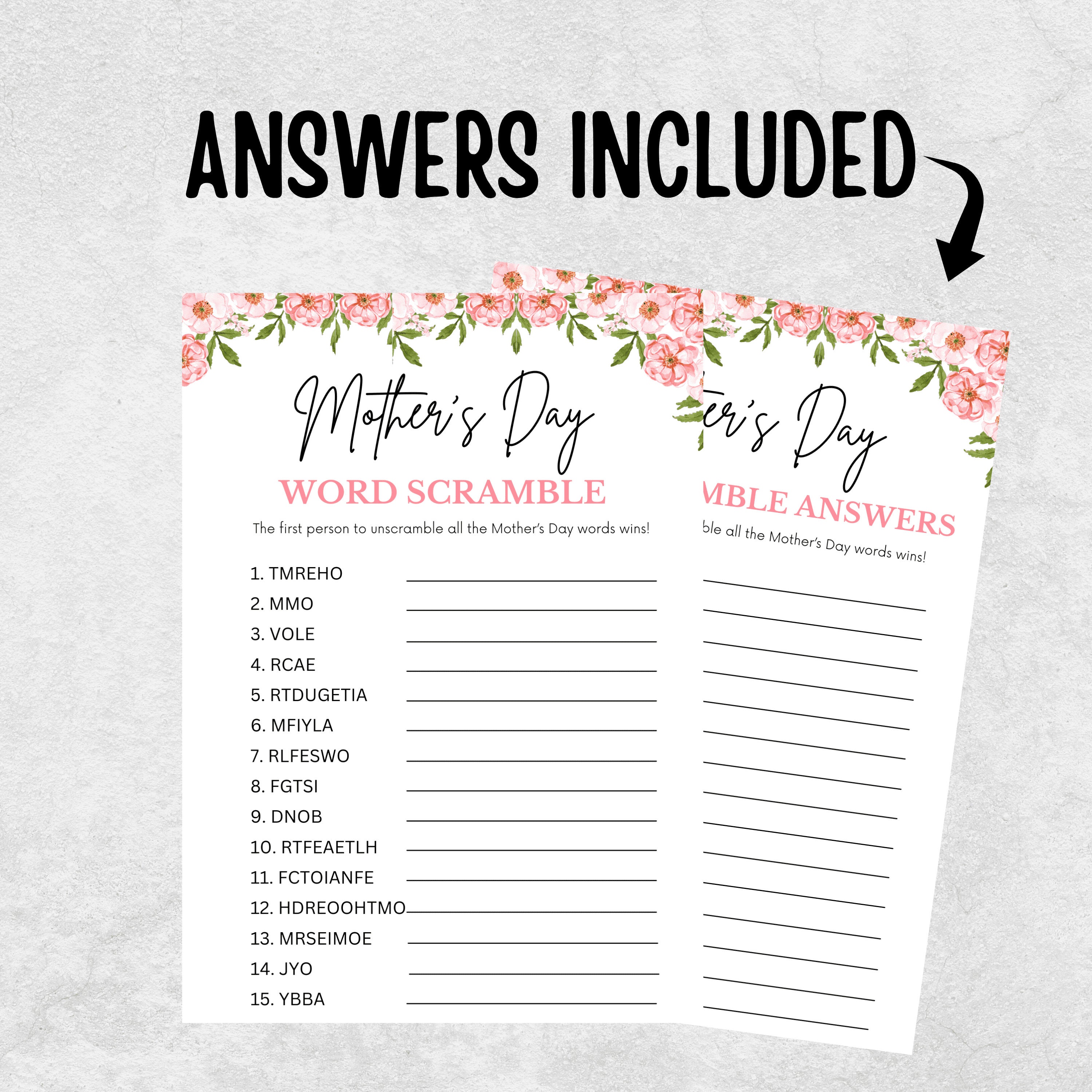 Mothers Day Games, Word Scramble, Mothers Day Party Games for Kids ...