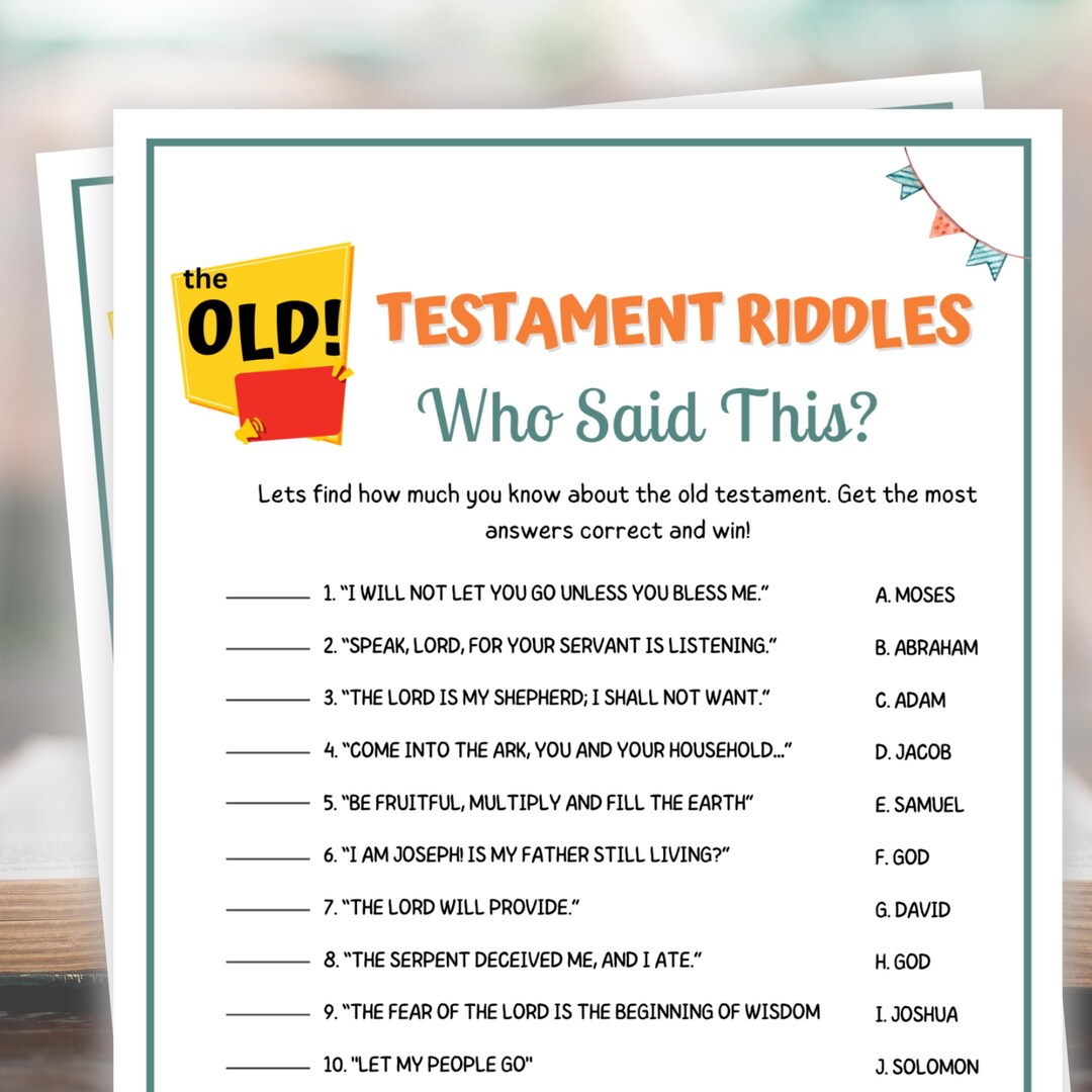 Bible Games, Old Testament Riddles, Womens Ministry Games, Bible Games ...