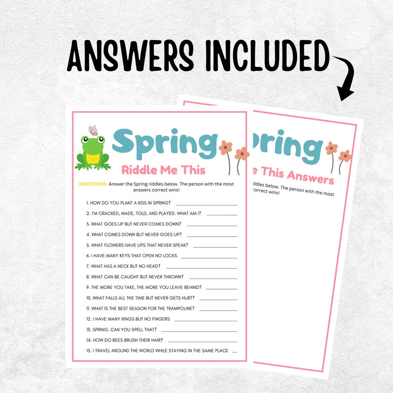Spring Riddles, Spring Games, Spring School Game for Kids, Spring ...