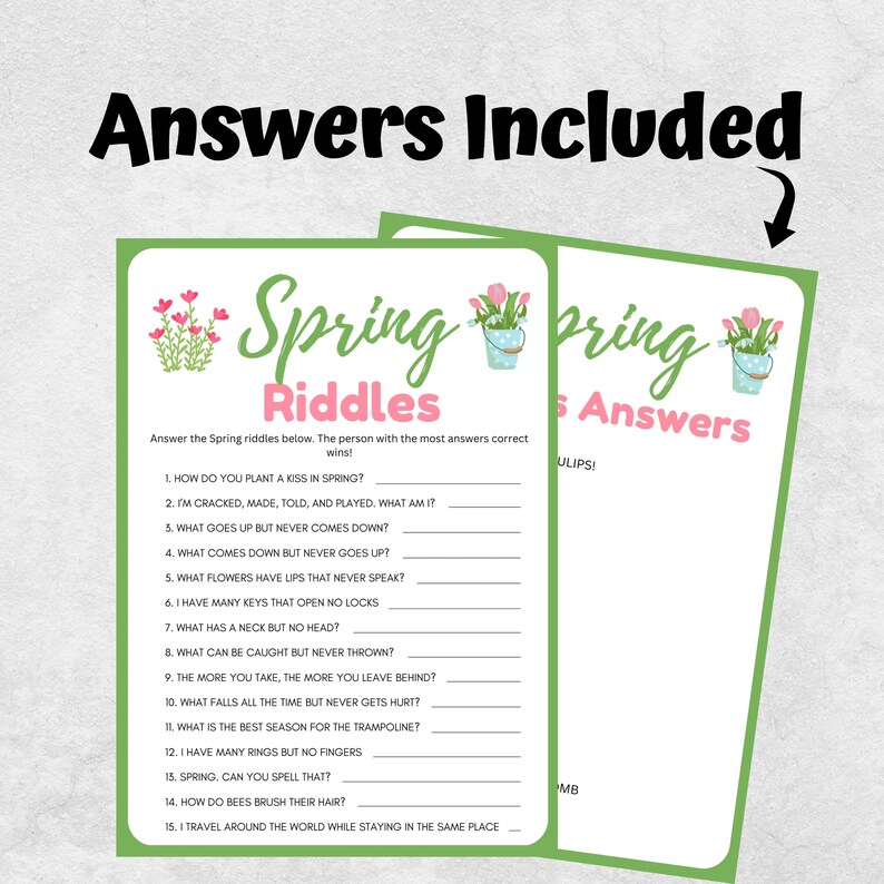 Spring Games, Riddles, Spring Party Games for Kids and Adults, Riddle ...