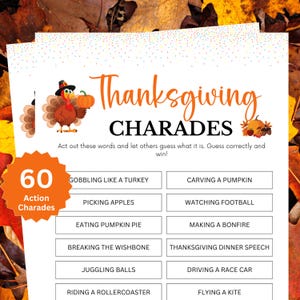 Thanksgiving Games, Thanksgiving Charades, Thanksgiving Party Games for ...