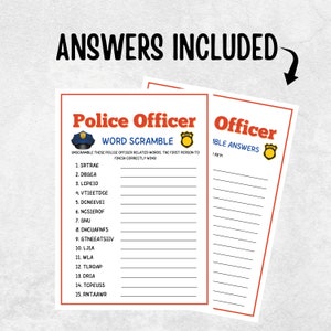 Police Officer Games, Police Word Scramble, Police Party Games, Police ...