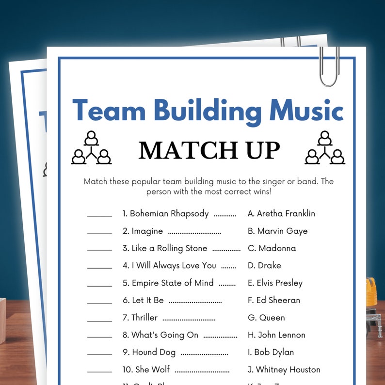 Team Building Games, Songs Match up Trivia, Party Games for Teammates ...