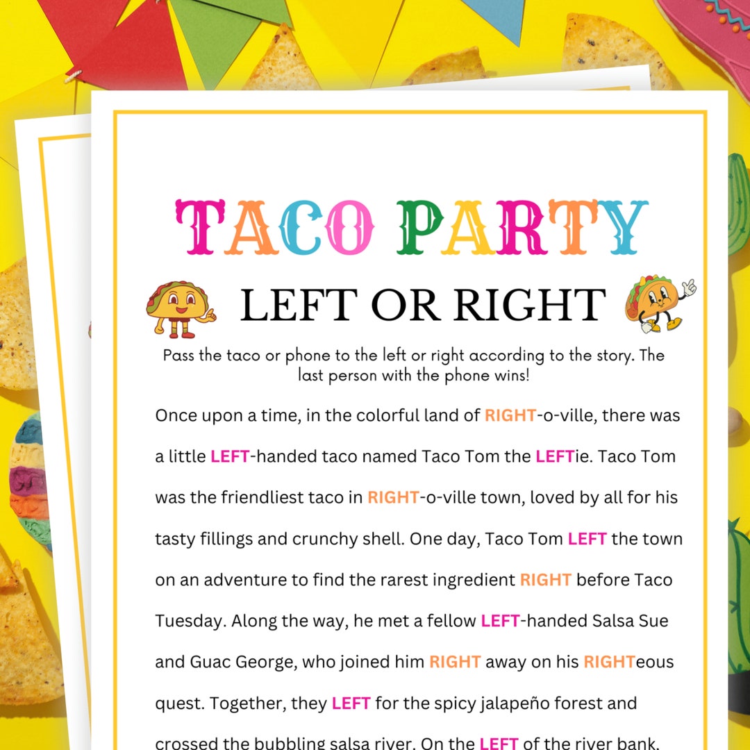 Taco Party Games, Left or Right, Bedtime Story, Taco Tuesday Game, Taco ...