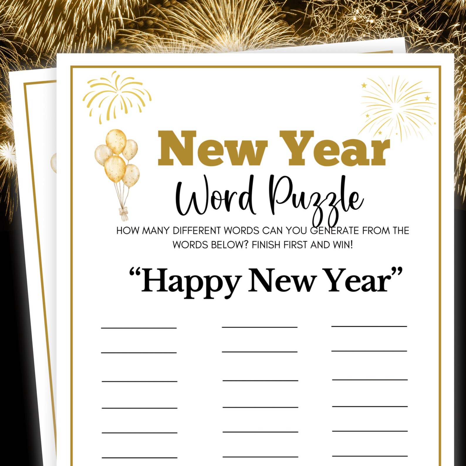 New Year Games, Happy New Year Word Puzzle, New Years Eve Party Games ...