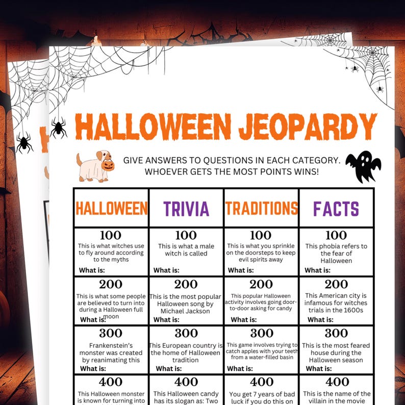 Halloween Games, Jeopardy, Halloween Trivia, Halloween Party Games ...