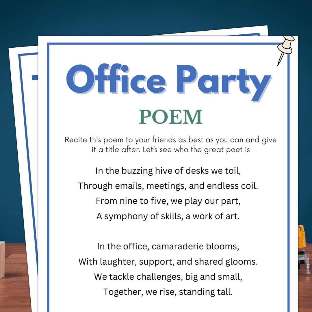 Office Party Games, Poem for Workmates, Coworkers, Happy Hour Games ...