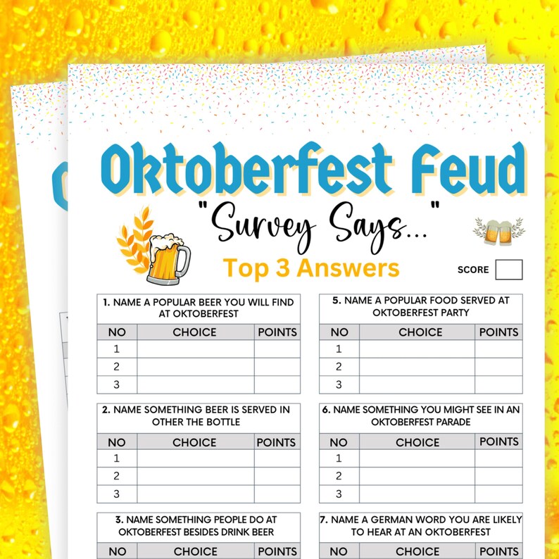 Oktoberfest Games, Oktoberfest Feud, Oktoberfest Party Games, Beer ...