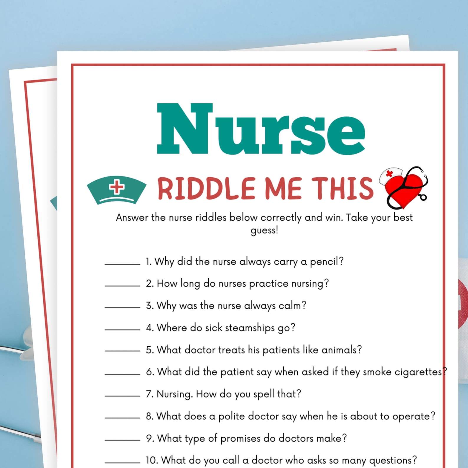 Nurse Games, Nurse Riddles, Nurse Party Games, Nurse Graduation Games ...