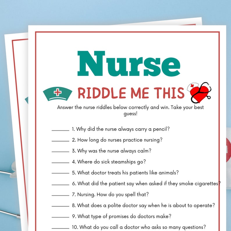 Nurse Games, Nurse Riddles, Nurse Party Games, Nurse Graduation Games ...