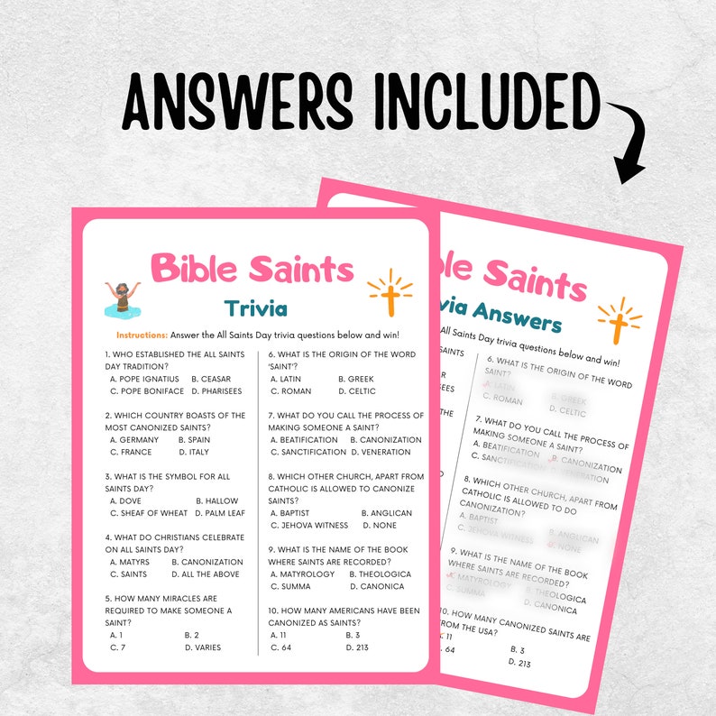 Bible Games, Saints Trivia, Bible Games for Kids, Bible Games for ...
