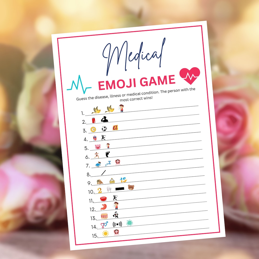 Medical Emoji Game, Medical Games, Printable Medical Party Games for Doctors, Nurse Games, Nurse ...