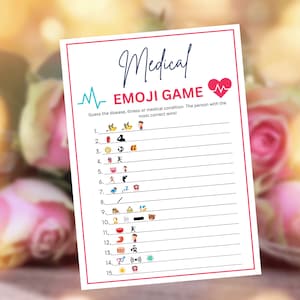 Medical Emoji Game, Medical Games, Printable Medical Party Games for ...