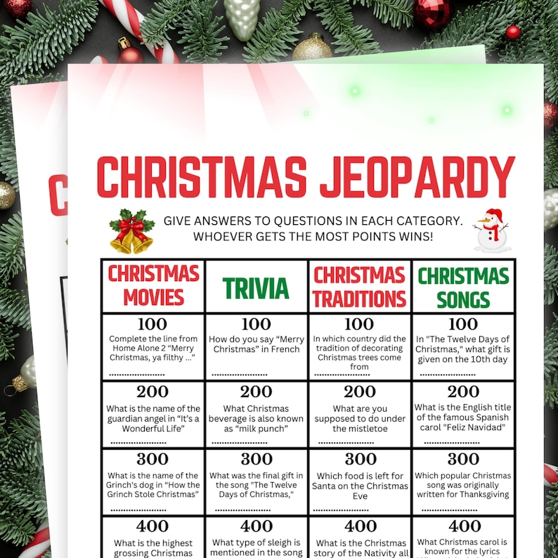 Christmas Games, Christmas Jeopardy, Christmas Trivia Game, Christmas ...